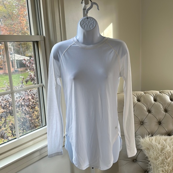Under Armour | Tops | Sheer Under Amour White Long Sleeve Top With Open ...